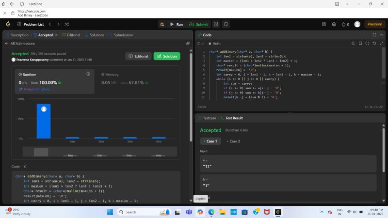 Praveena Karuppasamy on LinkedIn: #leetcode #addbinary #codingjourney Praveena Karuppasamy on LinkedIn: #leetcode #addbinary #codingjourney