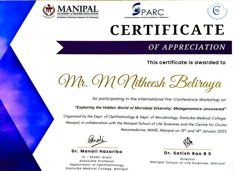 M Nitheesh Beliraya on LinkedIn: #metagenomics #msls #kmc M Nitheesh Beliraya on LinkedIn: #metagenomics #msls #kmc