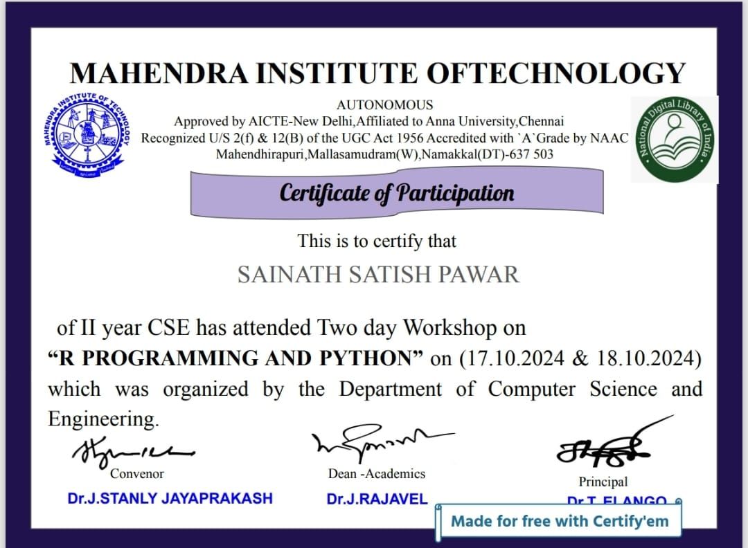 Sainath Satish Pawar on LinkedIn: #programming #rprogramming #python # ... Sainath Satish Pawar on LinkedIn: #programming #rprogramming #python # ...