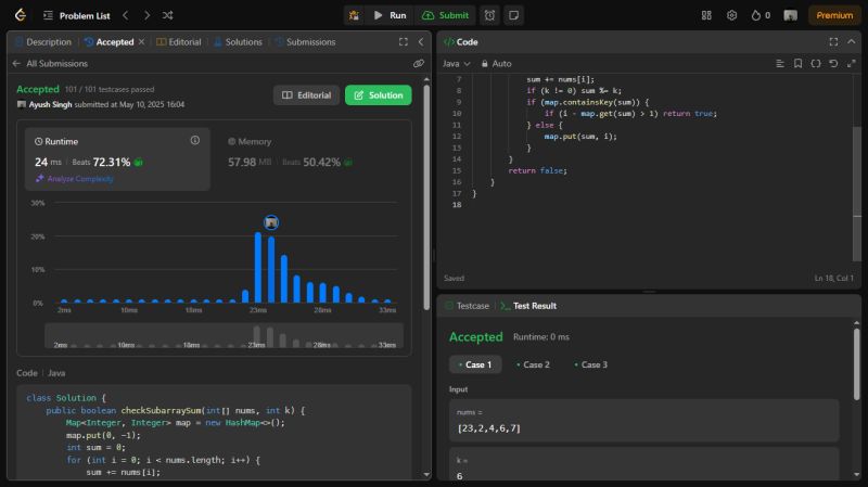 #100daysofcode #day15 #leetcode #java #subarraysum #hashmap #prefixsum ... #100daysofcode #day15 #leetcode #java #subarraysum #hashmap #prefixsum ...