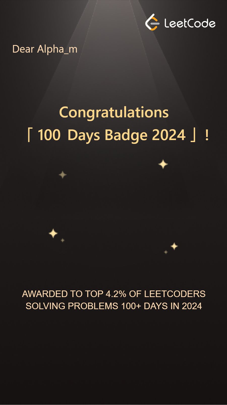 Alpha Lencho on LinkedIn: I've earned a 100 Days badge from LeetCode ... Alpha Lencho on LinkedIn: I've earned a 100 Days badge from LeetCode ...