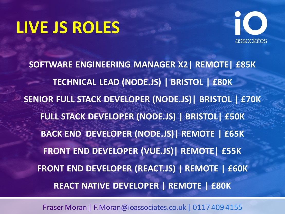 Fraser Moran on LinkedIn: Live list of JavaScript openings below 👀 ... Fraser Moran on LinkedIn: Live list of JavaScript openings below 👀 ...