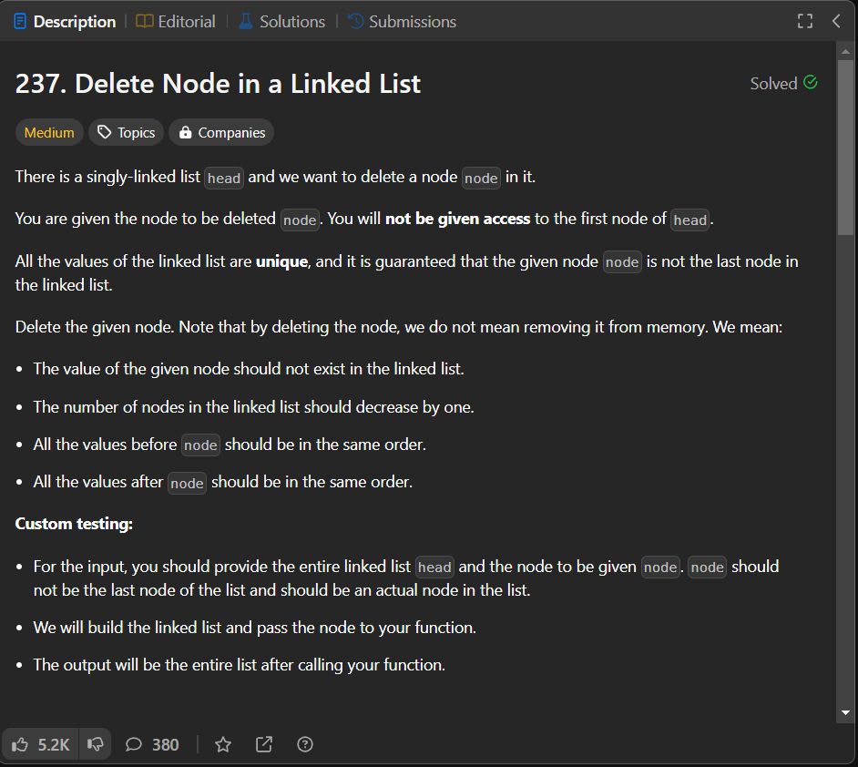 Day_14 of problem solving, Delete Node in a Linked List (leetcode - 237 ... Day_14 of problem solving, Delete Node in a Linked List (leetcode - 237 ...