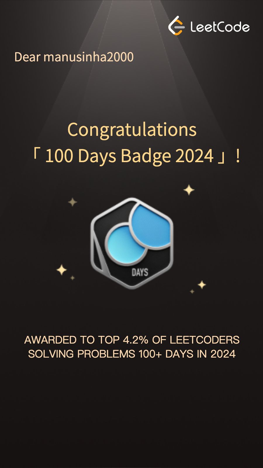 Manu Sinha on LinkedIn: #leetcode2024 #100daysofcode #leetcode100days Manu Sinha on LinkedIn: #leetcode2024 #100daysofcode #leetcode100days