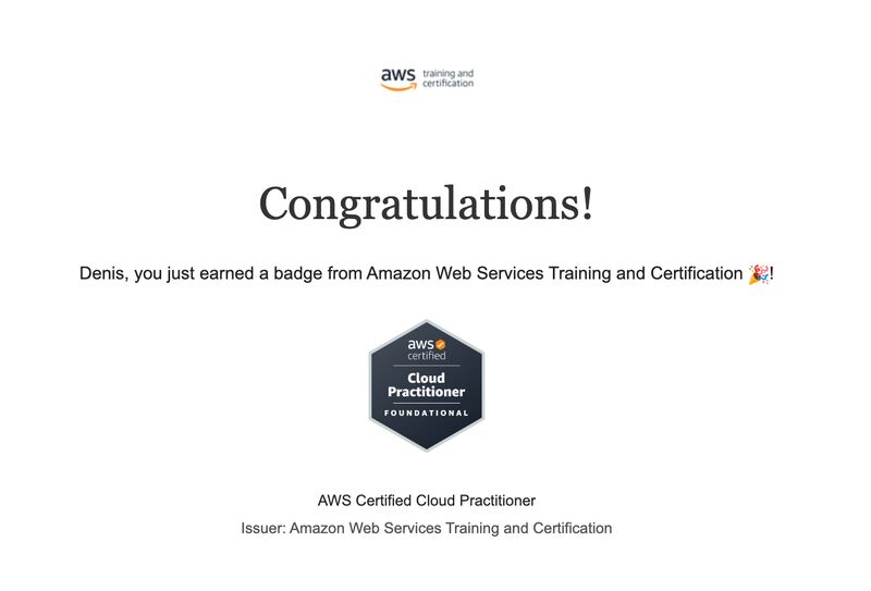 Denis Sych on LinkedIn: #aws #cloudpractitioner #certification # ... Denis Sych on LinkedIn: #aws #cloudpractitioner #certification # ...
