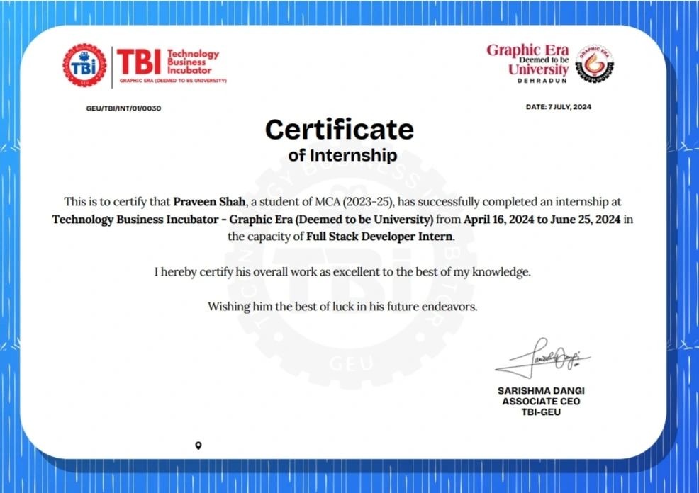 Praveen Shah on LinkedIn: #certificate #internship #achievement # ... Praveen Shah on LinkedIn: #certificate #internship #achievement # ...
