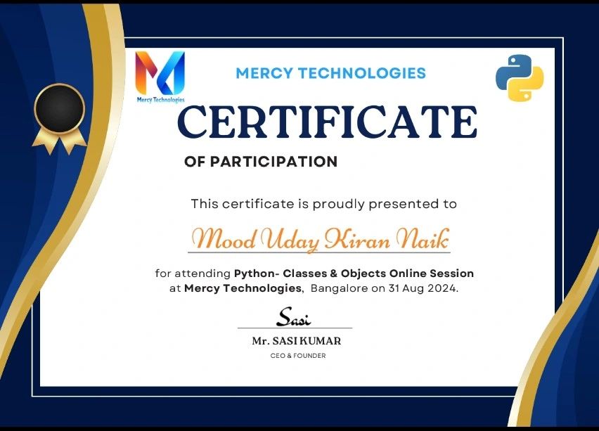 Uday Kiran Naik on LinkedIn: #python #mercy Uday Kiran Naik on LinkedIn: #python #mercy