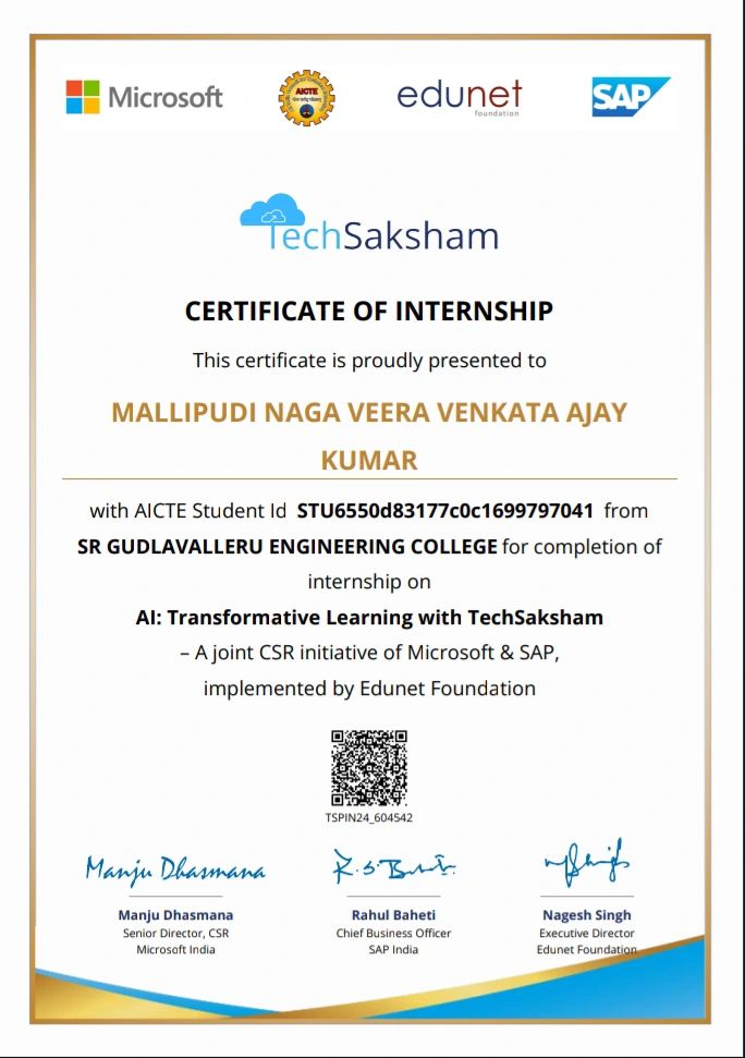 MALLIPUDI NAGA VEERA VENKATA AJAY KUMAR on LinkedIn: #aicertification # ... MALLIPUDI NAGA VEERA VENKATA AJAY KUMAR on LinkedIn: #aicertification # ...