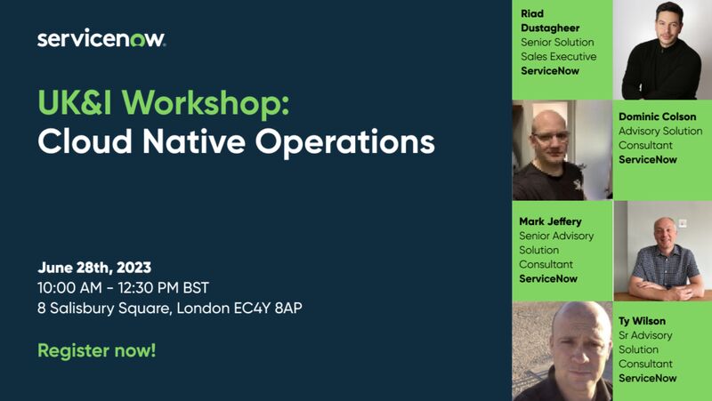 Join us in this interactive in-person workshop to learn how ServiceNow ... Join us in this interactive in-person workshop to learn how ServiceNow ...