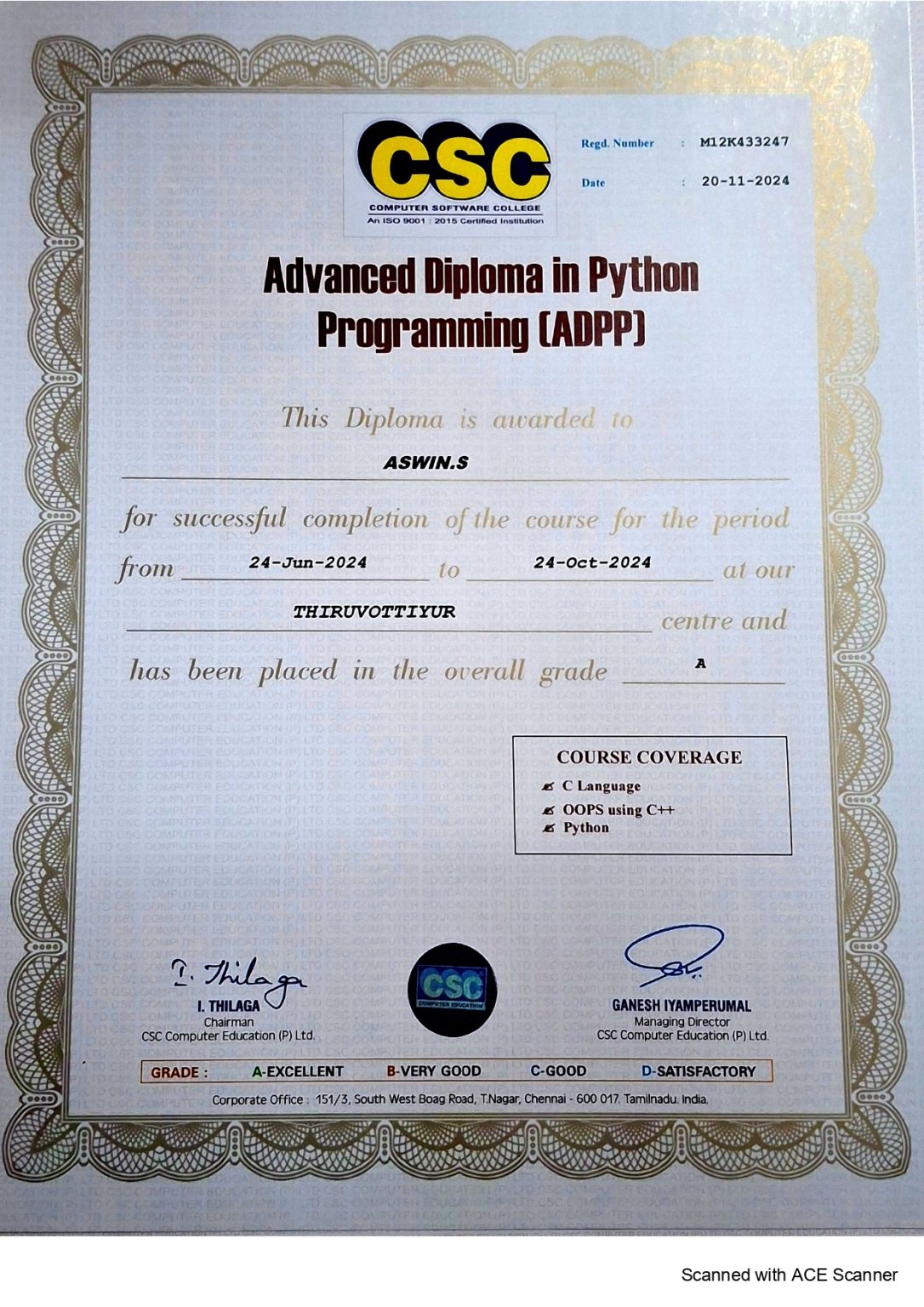 Aswin .S on LinkedIn: I'm Aswin. My Course Completion Certificate of (C ... Aswin .S on LinkedIn: I'm Aswin. My Course Completion Certificate of (C ...