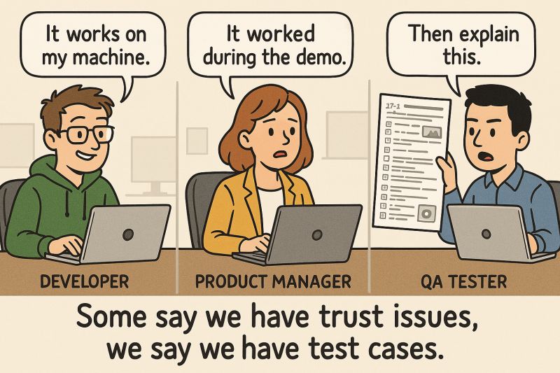 #qa #developer #productmanager #testcase #trust #funny #meme #qatester ... #qa #developer #productmanager #testcase #trust #funny #meme #qatester ...
