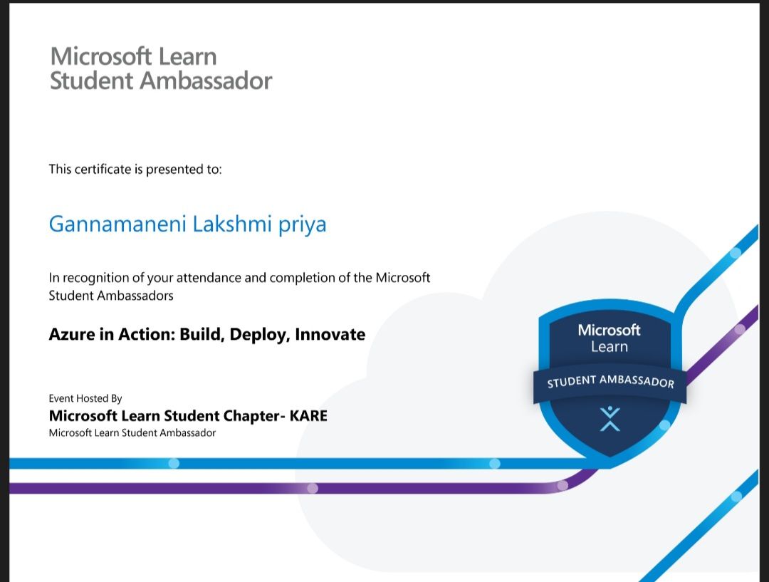 Gannamaneni Lakshmi Priya on LinkedIn: #azure #microsoft # ... Gannamaneni Lakshmi Priya on LinkedIn: #azure #microsoft # ...