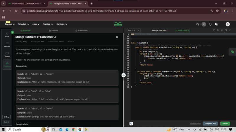 #java #coding #problemsolving #stringrotation #160daysofcode #day20 ... #java #coding #problemsolving #stringrotation #160daysofcode #day20 ...