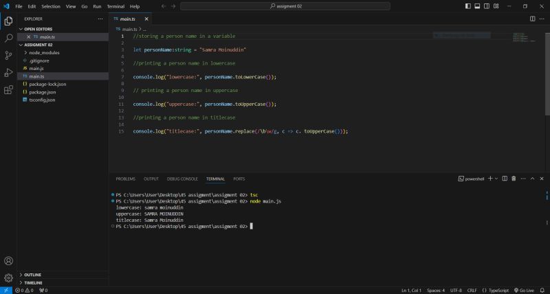 Finished TypeScript assignment with strings manipulation | Samra Shaikh ... Finished TypeScript assignment with strings manipulation | Samra Shaikh ...