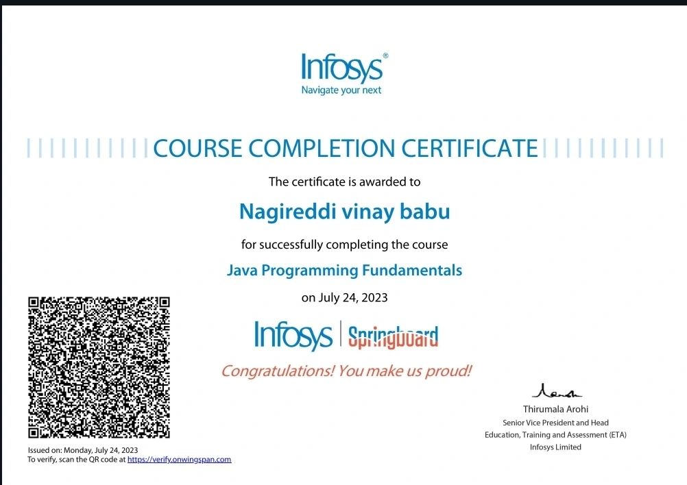 Vinay Nagireddi on LinkedIn: #javaprogramming #certification # ... Vinay Nagireddi on LinkedIn: #javaprogramming #certification # ...