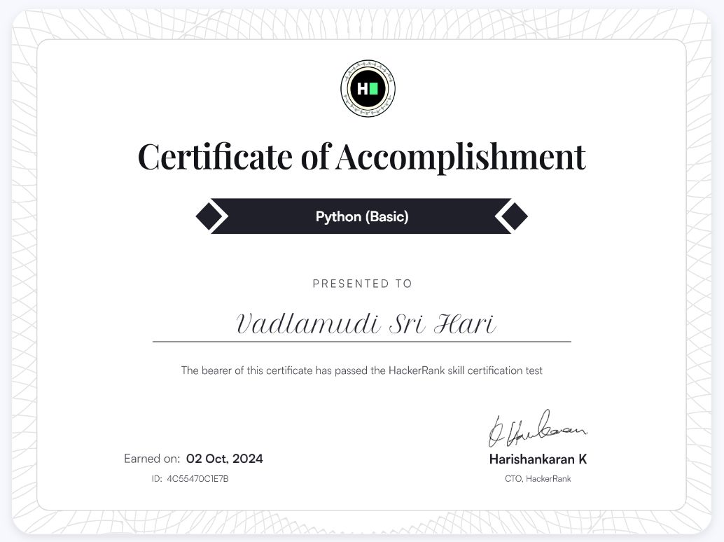 Vadlamudi Sri hari on LinkedIn: #python #coding #hackerrank # ... Vadlamudi Sri hari on LinkedIn: #python #coding #hackerrank # ...