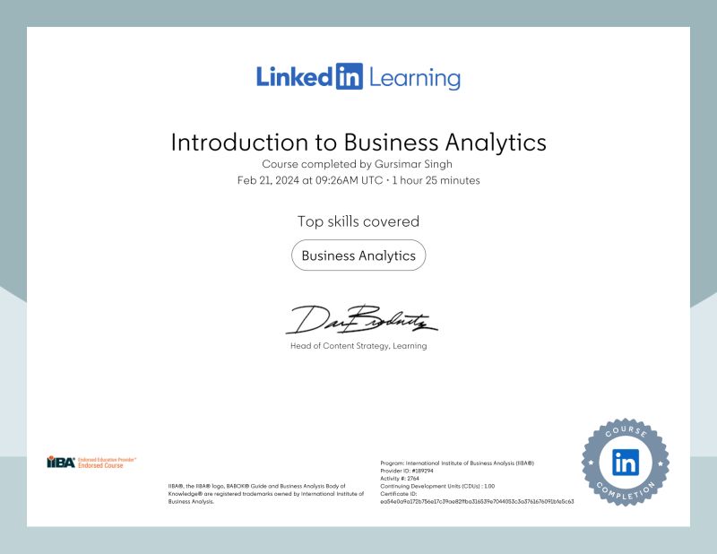 Gursimar Singh on LinkedIn: Certificate of Completion Gursimar Singh on LinkedIn: Certificate of Completion