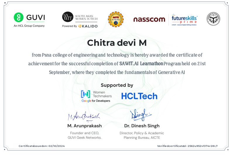 Chitra Devi M on LinkedIn: 🌟 Exciting Achievement! 🌟 I’ve successfully ... Chitra Devi M on LinkedIn: 🌟 Exciting Achievement! 🌟 I’ve successfully ...
