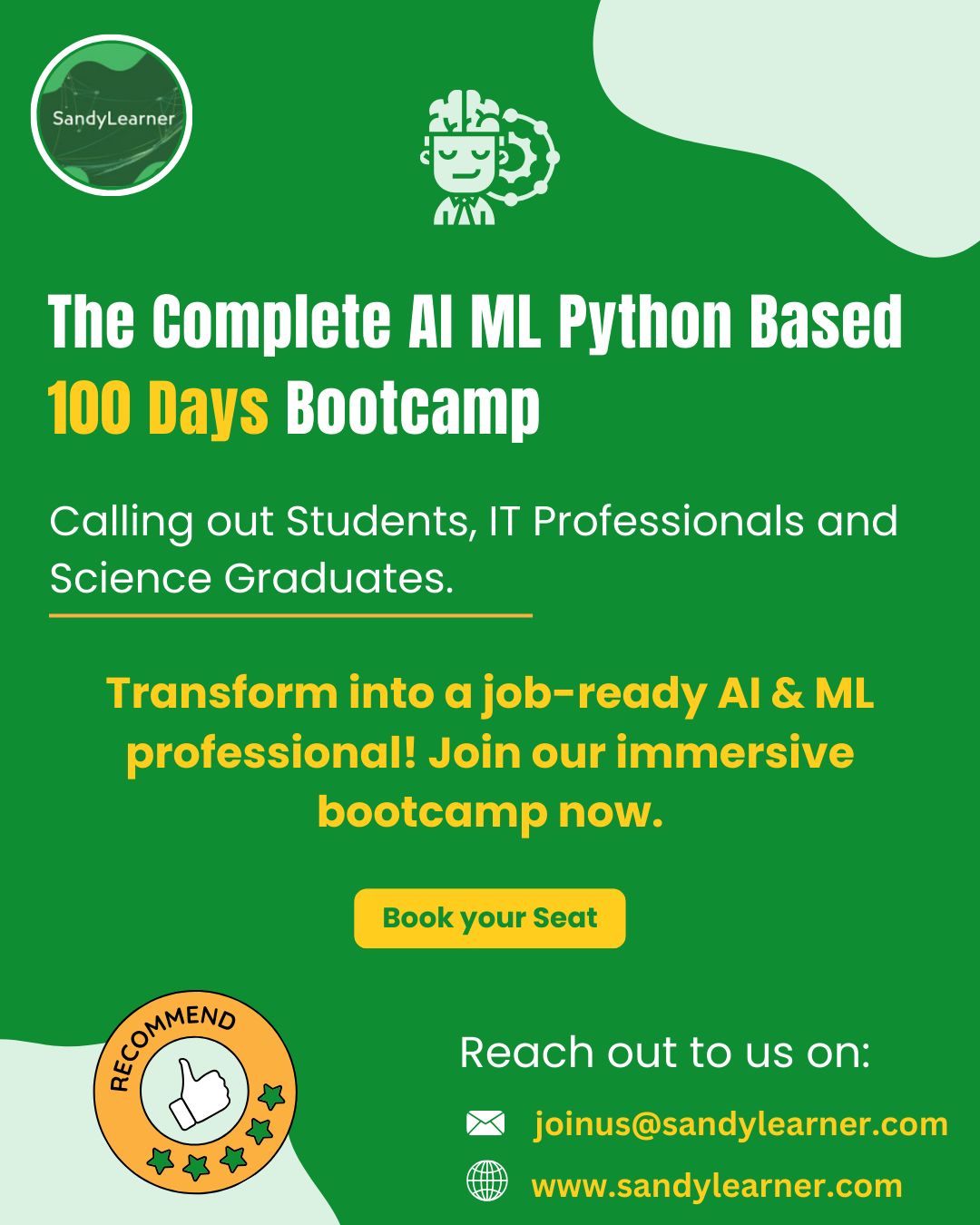 Join Sandylearner's AI ML Bootcamp | Sandy Learner posted on the topic ... Join Sandylearner's AI ML Bootcamp | Sandy Learner posted on the topic ...