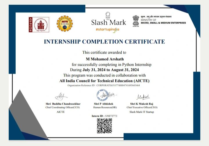 Mohamed Arsh on LinkedIn: #python #internship #tech #programming # ... Mohamed Arsh on LinkedIn: #python #internship #tech #programming # ...