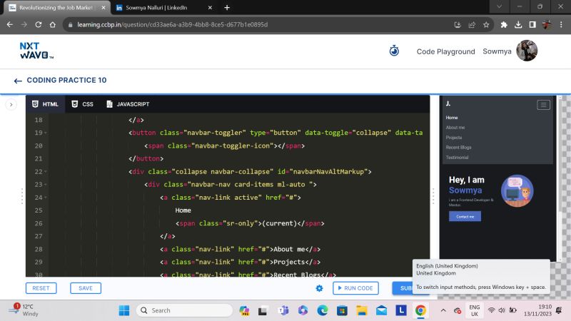 Sowmya Nalluri on LinkedIn: #day17 #30daysofcodechallenge #navbar #ccbp ... Sowmya Nalluri on LinkedIn: #day17 #30daysofcodechallenge #navbar #ccbp ...