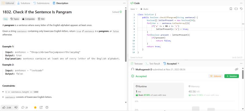 How to solve Pangram problem on LeetCode | Muthuganesh D posted on the ... How to solve Pangram problem on LeetCode | Muthuganesh D posted on the ...