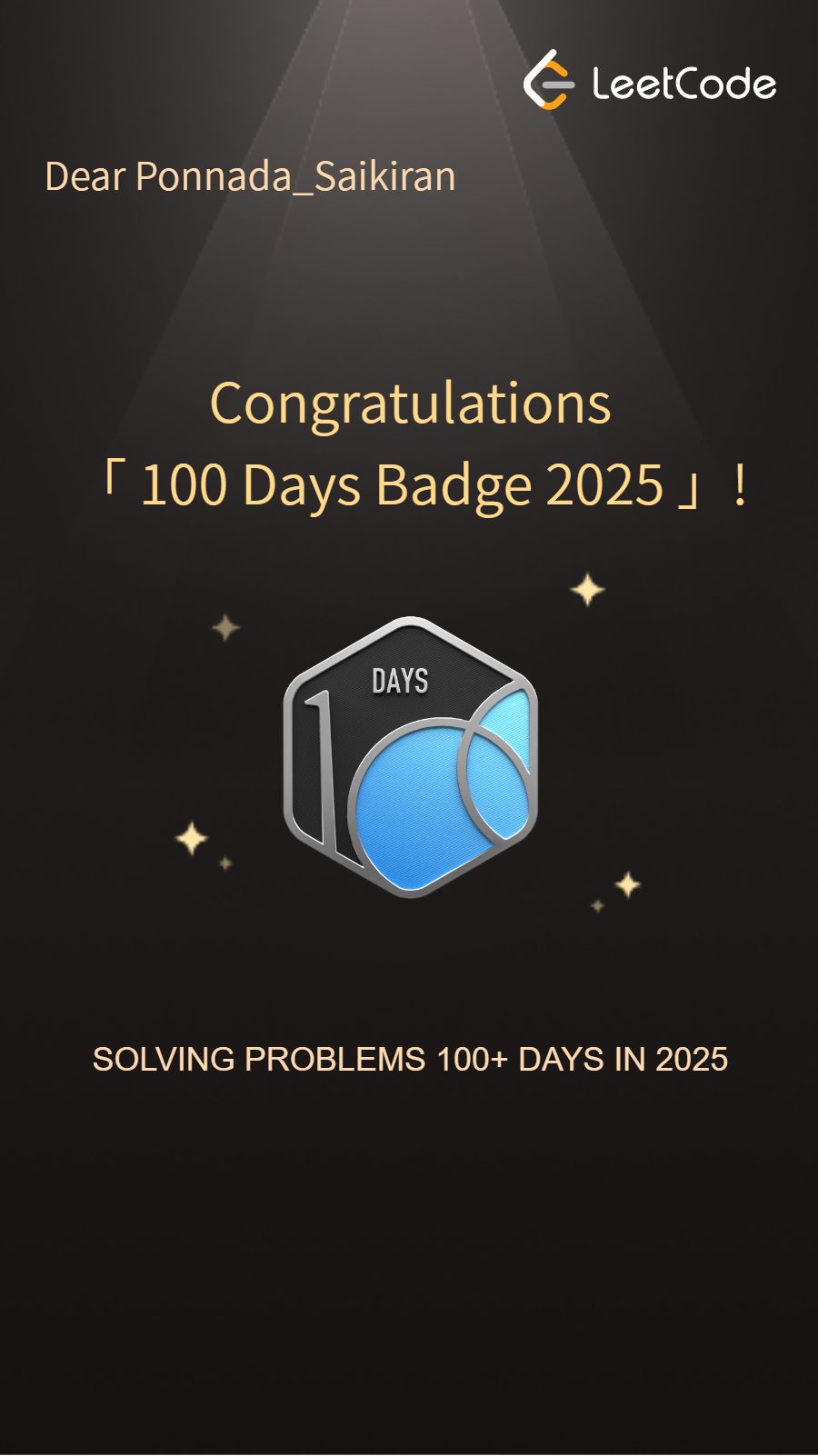 #100daysofcode #leetcode #codingchallenge #keepcoding | Ponnada Sai Kiran #100daysofcode #leetcode #codingchallenge #keepcoding | Ponnada Sai Kiran