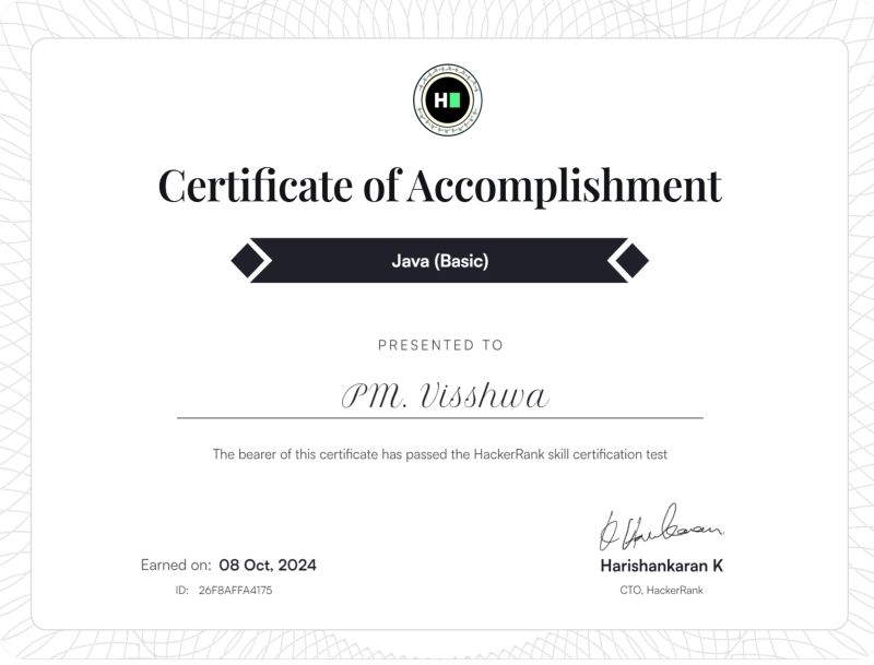 Visshwa PM on LinkedIn: #java #certification #oop #datastructures # ... Visshwa PM on LinkedIn: #java #certification #oop #datastructures # ...