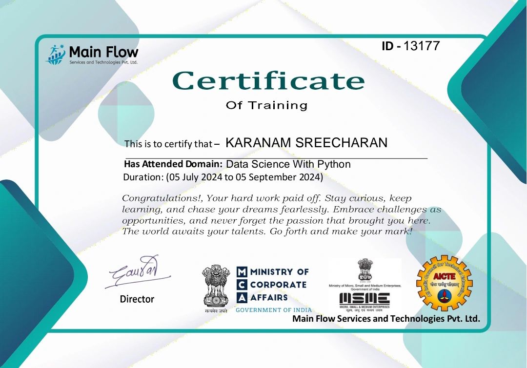 SREECHARAN KARANAM on LinkedIn: #mainflow #python #aicte SREECHARAN KARANAM on LinkedIn: #mainflow #python #aicte