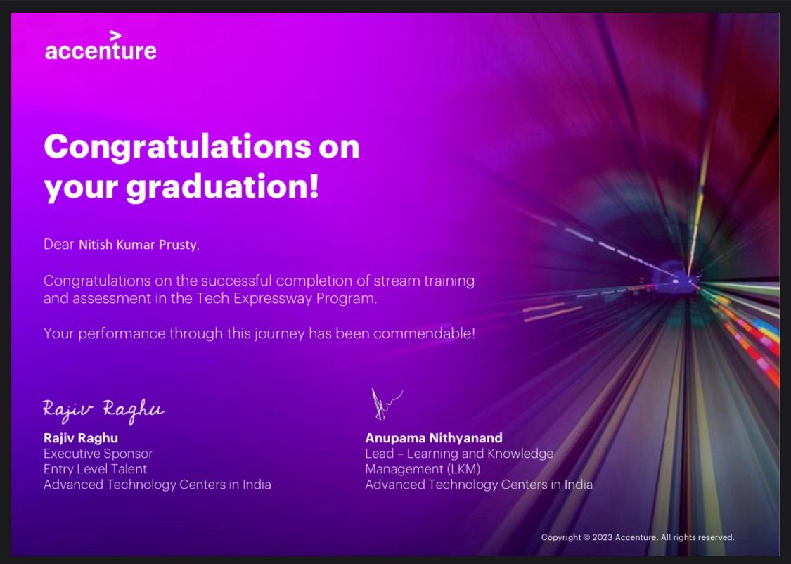 Nitish Kumar Prusty on LinkedIn: #accenture #accentureindia Nitish Kumar Prusty on LinkedIn: #accenture #accentureindia