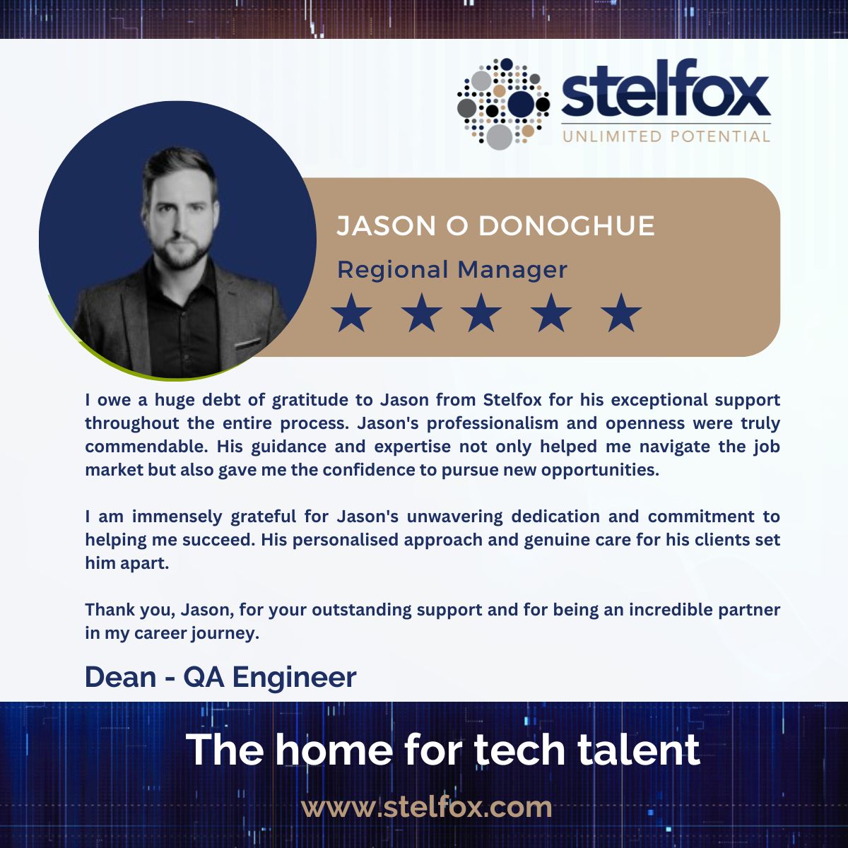 Stelfox Tech Recruitment on LinkedIn: Well done Jason O' Donoghue on ... Stelfox Tech Recruitment on LinkedIn: Well done Jason O' Donoghue on ...