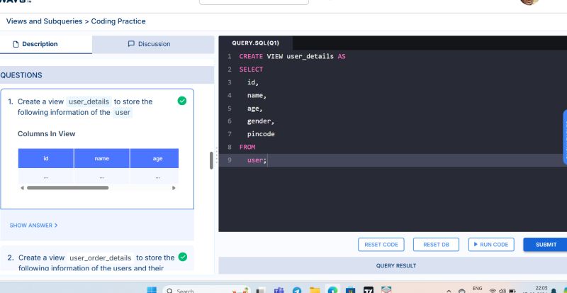 karthi keyan on LinkedIn: DAY #21 coding practice on views and subqueries karthi keyan on LinkedIn: DAY #21 coding practice on views and subqueries