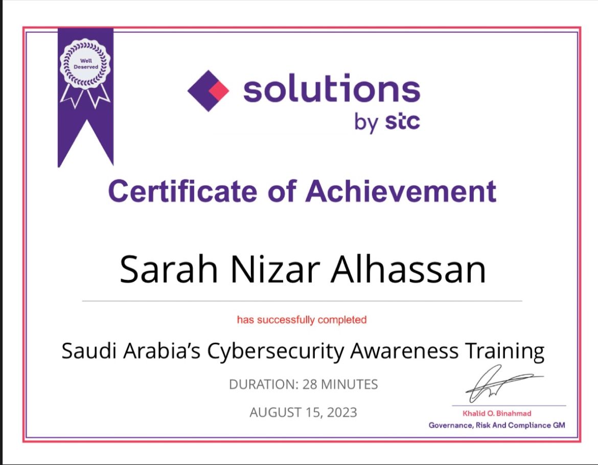 Sara Alhassan , PMP® on LinkedIn: Thank you solutions by stc for ... Sara Alhassan , PMP® on LinkedIn: Thank you solutions by stc for ...