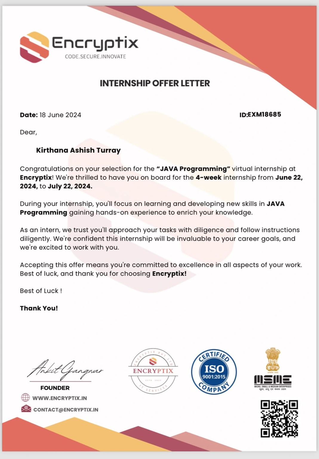 #internship #encryptix #pythonprogramming | Kirthana Ashish Turray #internship #encryptix #pythonprogramming | Kirthana Ashish Turray