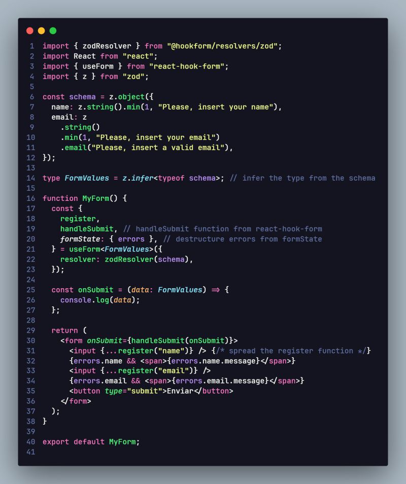 Patryck Silva on LinkedIn: #reacthookform #zod #typescript # ... Patryck Silva on LinkedIn: #reacthookform #zod #typescript # ...