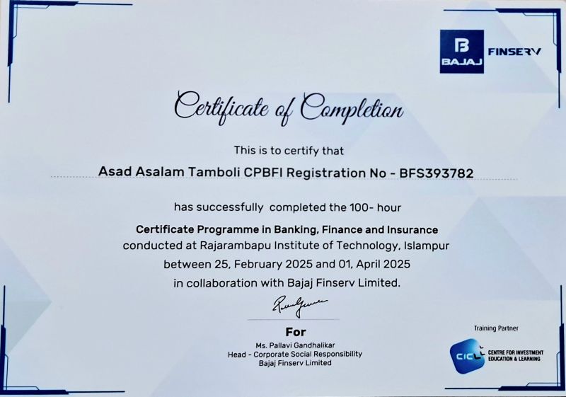 Successfully completed the Banking, Finance & Insurance certification ... Successfully completed the Banking, Finance & Insurance certification ...