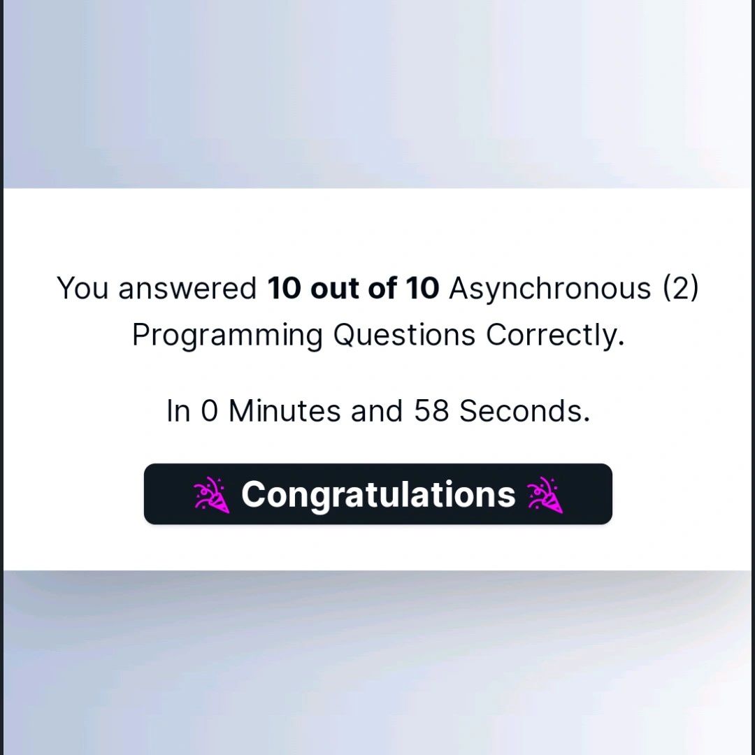 Umer Ali on LinkedIn: Alhamdulillah, I have complete Asynchronous quiz ... Umer Ali on LinkedIn: Alhamdulillah, I have complete Asynchronous quiz ...