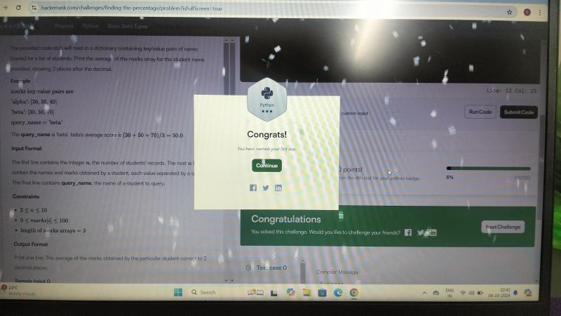 Rohith N T on LinkedIn: I have completed 3rd star in Python programming ... Rohith N T on LinkedIn: I have completed 3rd star in Python programming ...