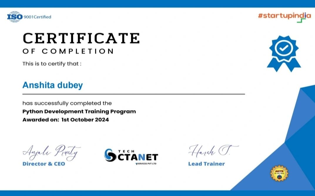 Anshita Dubey on LinkedIn: #octanet Anshita Dubey on LinkedIn: #octanet