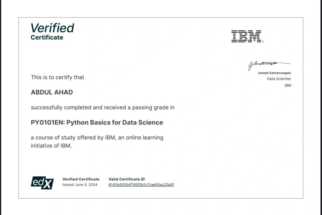 #datascience #python #ibm #learningjourney #professionalgrowth | ABDUL AHAD #datascience #python #ibm #learningjourney #professionalgrowth | ABDUL AHAD