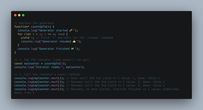 Generators in JavaScript : Start! 🚀 (Part 1) Hi! 👋 We're starting a ... Generators in JavaScript : Start! 🚀 (Part 1) Hi! 👋 We're starting a ...