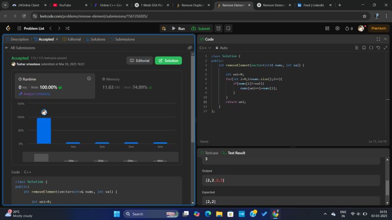 LeetCode 27: Remove Element (Easy) 📝 Problem Statement: Given an ... LeetCode 27: Remove Element (Easy) 📝 Problem Statement: Given an ...