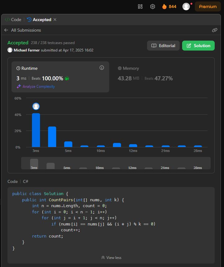 Solving LeetCode 2176 with two nested loops | Michael Farmer posted on ... Solving LeetCode 2176 with two nested loops | Michael Farmer posted on ...