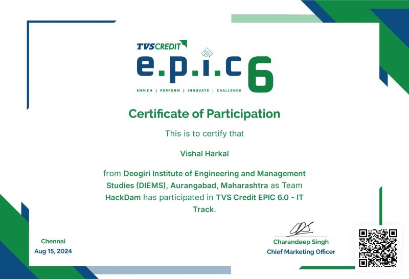 #epic6 #tvscredit #unstop #itchallenge #certificateofparticipation ... #epic6 #tvscredit #unstop #itchallenge #certificateofparticipation ...