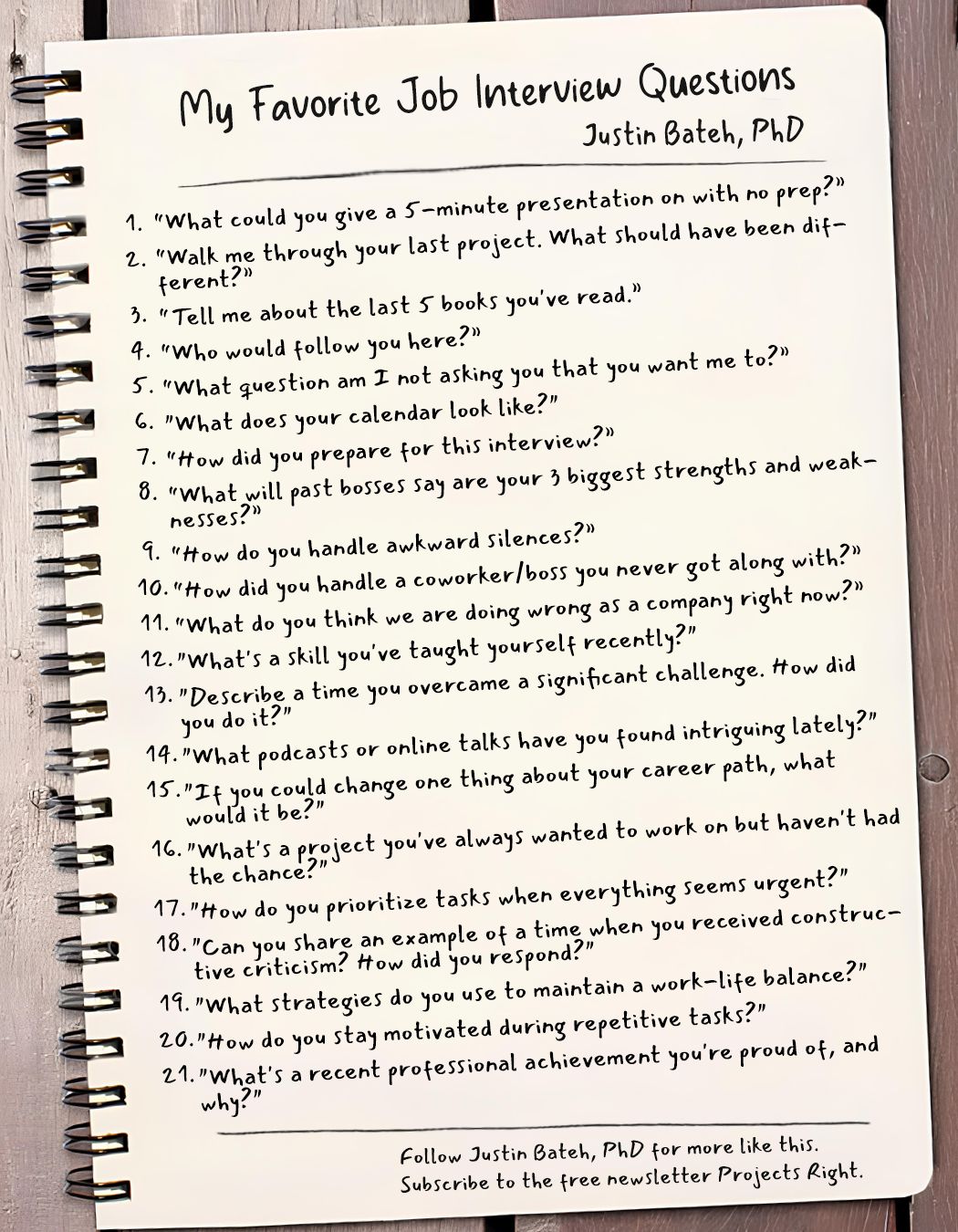 Justin Bateh, PhD on LinkedIn: My Favorite Project Manager Interview ... Justin Bateh, PhD on LinkedIn: My Favorite Project Manager Interview ...