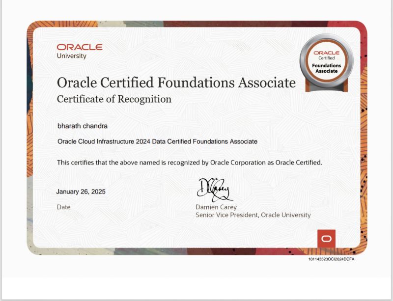 Bharath Chandra on LinkedIn: #oracle #certification #tech # ... Bharath Chandra on LinkedIn: #oracle #certification #tech # ...