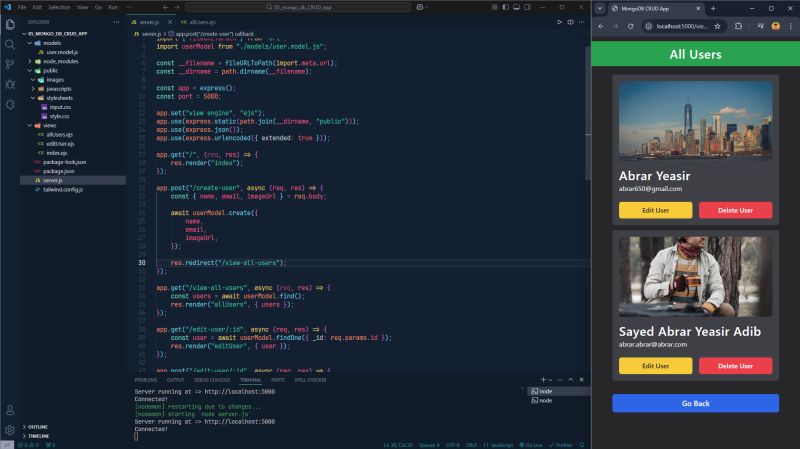 Abrar Yeasir on LinkedIn: #mongodb #nodejs #expressjs #ejs #crud # ... Abrar Yeasir on LinkedIn: #mongodb #nodejs #expressjs #ejs #crud # ...