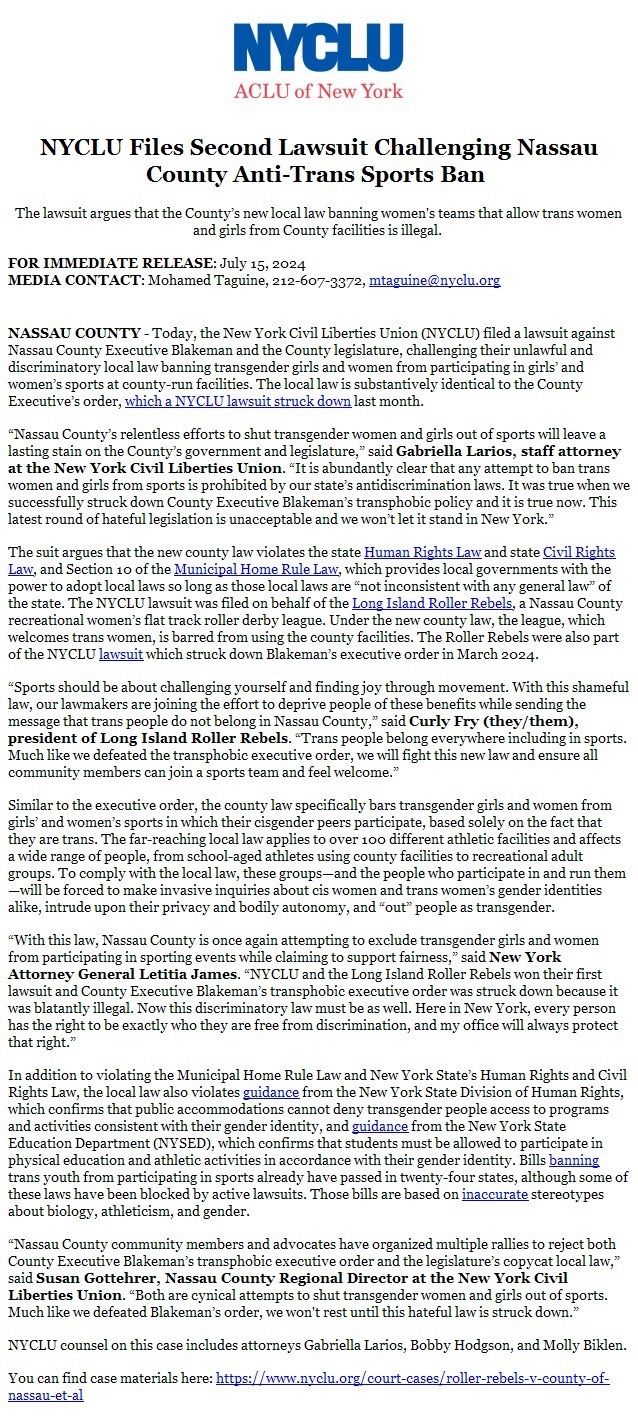 BREAKING: We're suing Nassau County - again - for their discriminatory ... BREAKING: We're suing Nassau County - again - for their discriminatory ...