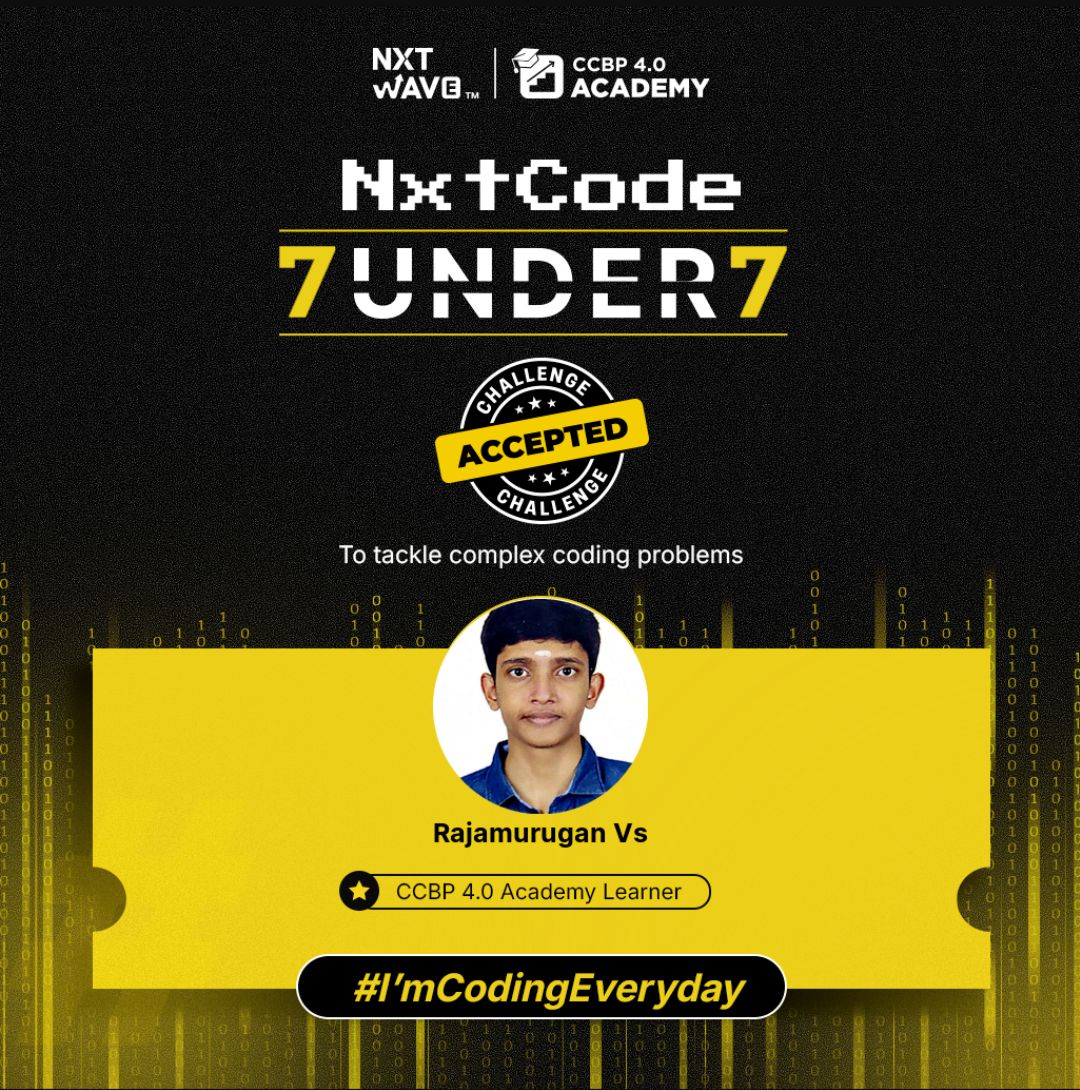 RAJAMURUGAN VS on LinkedIn: #iamcodingeveryday #nxtwave # ... RAJAMURUGAN VS on LinkedIn: #iamcodingeveryday #nxtwave # ...