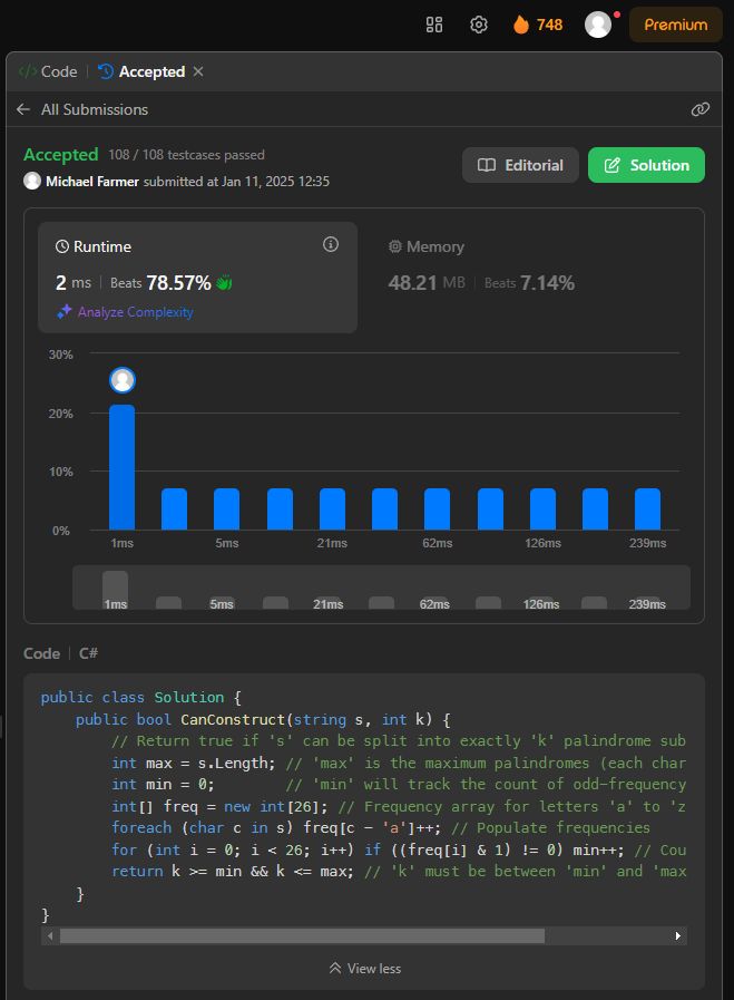 Michael Farmer on LinkedIn: Day 748 of Daily LeetCode | 1400. Construct ... Michael Farmer on LinkedIn: Day 748 of Daily LeetCode | 1400. Construct ...